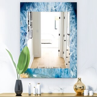 Designart "Blue and White Marble Dreams" Abstract Modern Wall Mirror ...