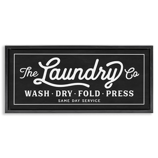 Stupell Vintage Laundry Sign Cursive Typography Framed Floater Canvas ...