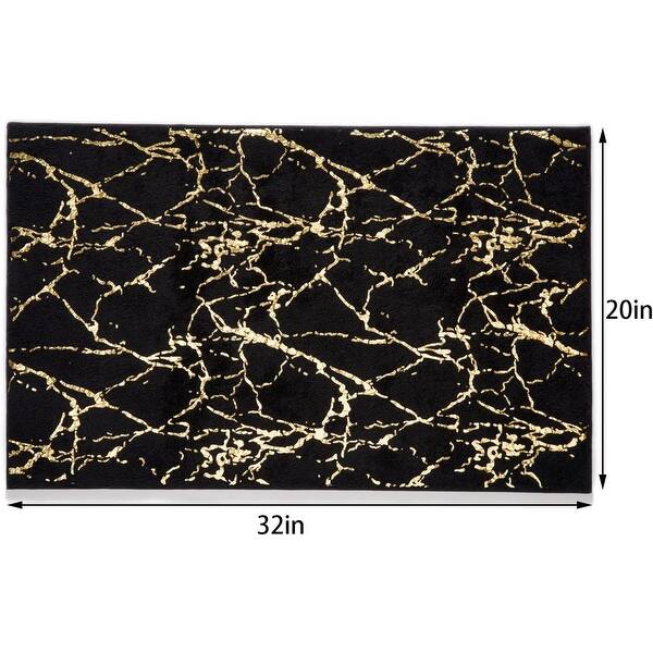 Marble Bathroom Rug Black and Gold Decor Bathroom Rugs,20"x32" - 2' x 3 ...