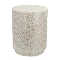 18 Inch Luxury Accent Table Stool, Foliage Star Pattern, Champagne White - Bed Bath & Beyond ...