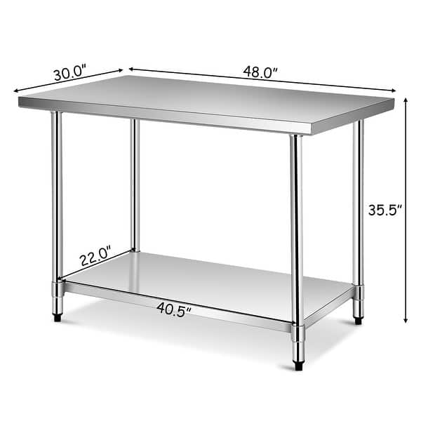 Stainless Steel Commercial Prep and Work Table with Adjustable Shelf ...