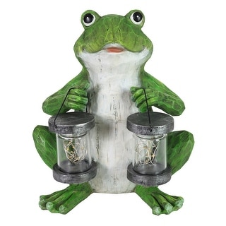 Exhart Solar Frog Garden Statuary with Two Firefly Jars, 16 LEDs, 5 x ...