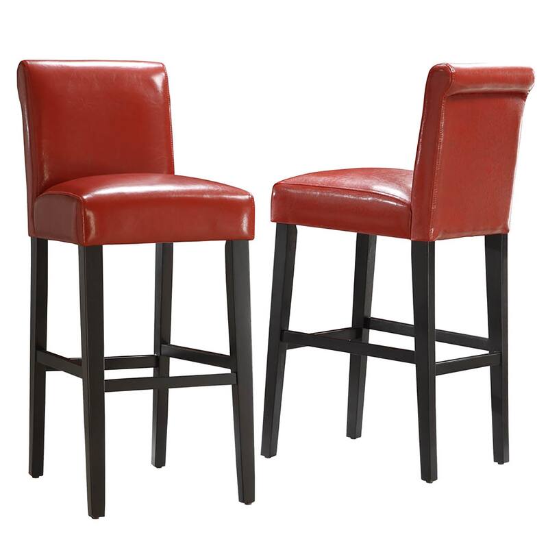 Bennett Red Faux Leather High Back Bar Stools (Set of 2) by iNSPIRE Q ...