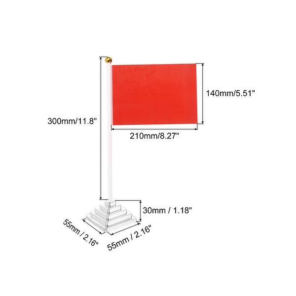 Flag Stands Table Flag Base Flagpole Silver Tone Square with Red Flag ...