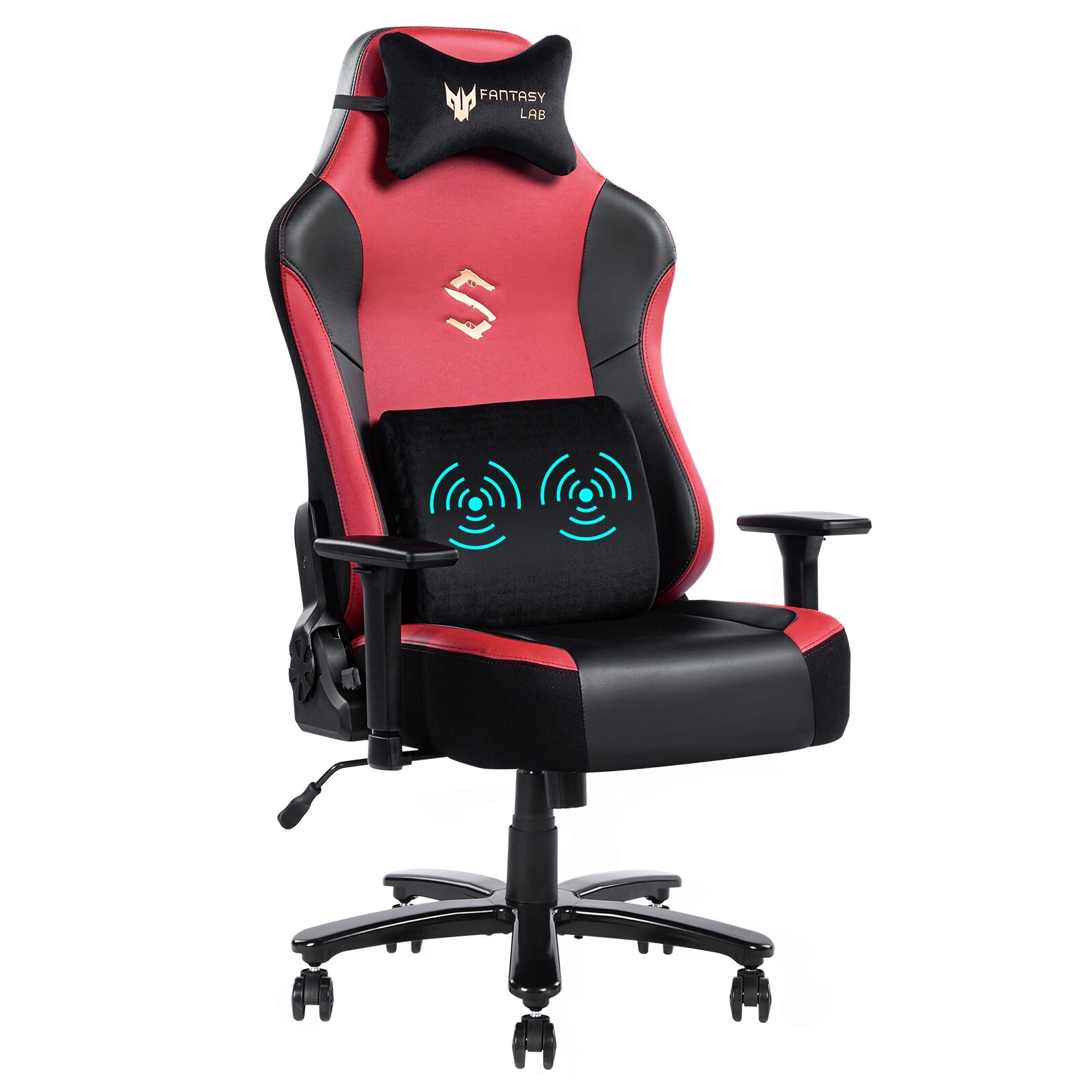 Big and Tall Gaming Chair 400lbs Gaming Chair with Massage Lumbar Pillow Headrest 3D Armrest Metal Base PU Leather Bed Bath Beyond 40830370