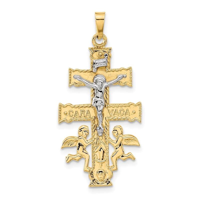 Diamond2Deal 14k White and Yellow Gold Cara Vaca Crucifix Cross Pendant ...