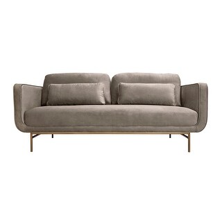 Alz 77 Inch Sofa, 2 Throw Pillows, Track Arms, Fossil Gray Velvet - Bed ...