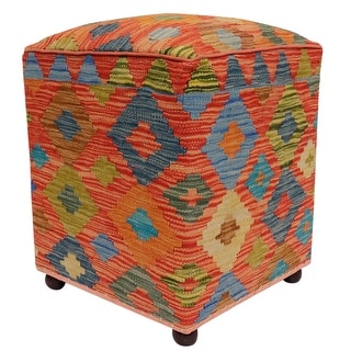 Tribal Loreen Handmade Kilim Upholstered Ottoman - Bed Bath & Beyond ...