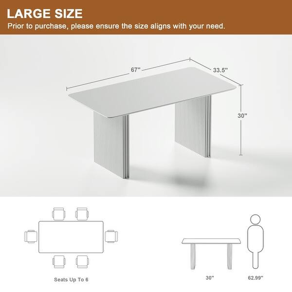 Solid Wood 67'' Rectangular Dining Table for 6 People Nordic Style ...