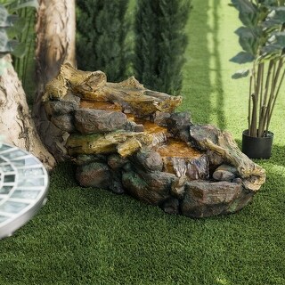 19" Tall Indoor/Outdoor River Rock and Log Fountain - Bed Bath & Beyond ...