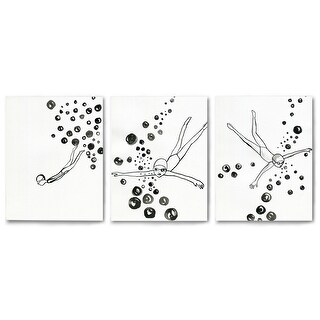 Canvas Triptych Black and White Dive by Dreamy Me - 3 Piece Art Set ...