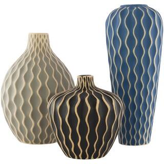Set of 3 Blue, Gray and Brown Decorative Vases 15" - Bed Bath & Beyond ...
