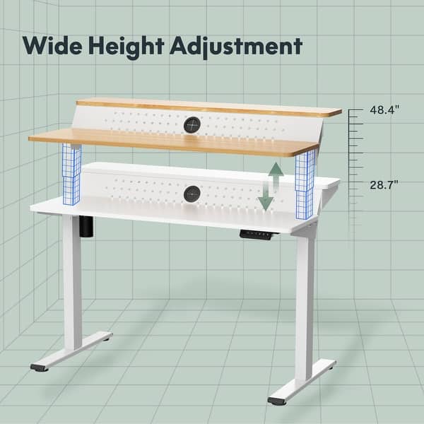 FlexiSpot 2-Tier Height Adjustable Electric Home Office Computer Desk ...