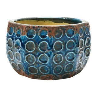 Embossed Terra-cotta Planter with Circle Pattern and Distressed Finish ...