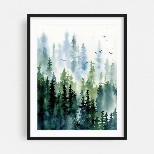 Treeline Illustration Animals Birds Forest Nature Art Print/Poster ...