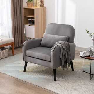 Modern Accent Chair with Solid Wood Legs and Removable Cushions - Bed ...
