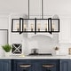 6-Light Black Rectangle Linear Island Pendant Farmhouse - Bed Bath & Beyond - 37919515