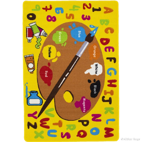 Allstar Living Room Area Rug with Art Themed Letters And Numbers design ...