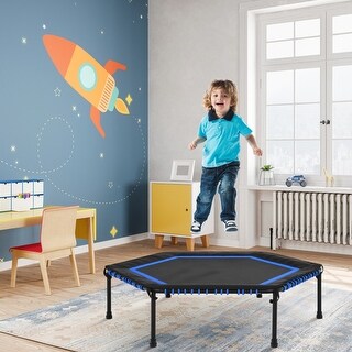 50" Hexagonal Fitness Trampoline Exercise Rebounder with Pad - 12"H X ...
