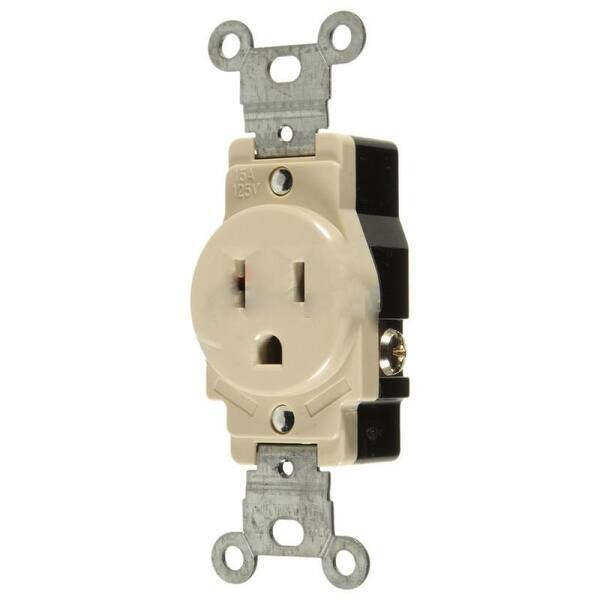 15 AMP Round Ivory Electrical Receptacle Plastic-Aluminum American ...