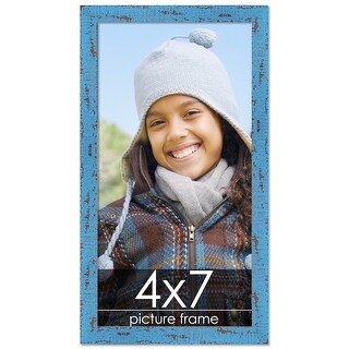 4x7 Shabby Chic / Farmhouse Blue Wood Picture Frame - UV Acrylic, Foam ...