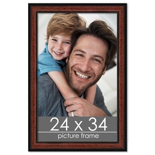 24x34 Traditional Mahogany Complete Wood Picture Frame with UV Acrylic ...