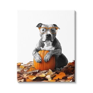 Stupell Pit Bull Autumn Leaves Canvas Wall Art Design by Annalisa ...