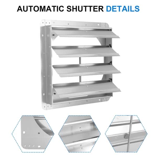 16-Inch Silver Aluminium Square Automatic Gravity Shutter Louver Vent ...