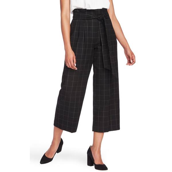 1.STATE Women's Window Pane High Rise Paperbag Pants Black Size 6 - Bed ...