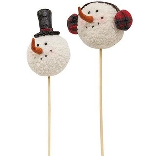 Winter Snowman Head Pick 2 Asstd. - 8" W X 20"L X 6.50"H - Bed Bath ...