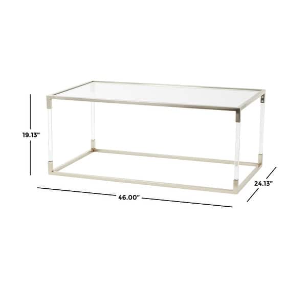 Clear Acrylic Plastic Cube Shaped Living Room Coffee Table with Silver ...