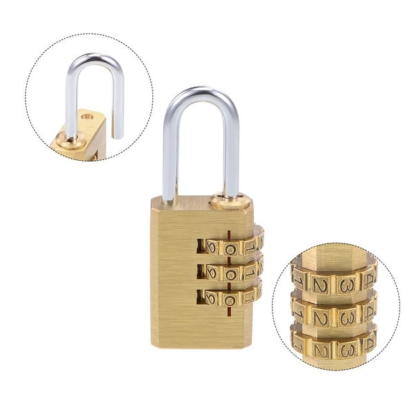 3 Digit Combination Padlock Brass Locks 3mm Shackle Diameter - 3 Digit ...