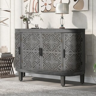 Accent Table Sideboard with Antique Pattern Doors, Wooden Console Table ...