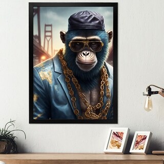 Designart "Monkey Gangster In NYC IV" Animals Framed Art Print - Bed ...