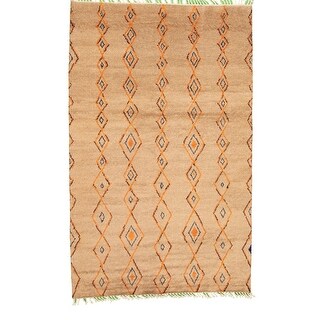 ECARPETGALLERY Hand-knotted Pak Finest Marrakesh Tan Wool Rug - 5'11 x ...