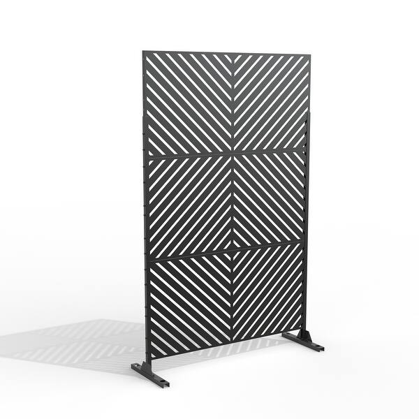 Free Standing Diagonal Black Decorative Outdoor Privacy Screen, 47" L x ...