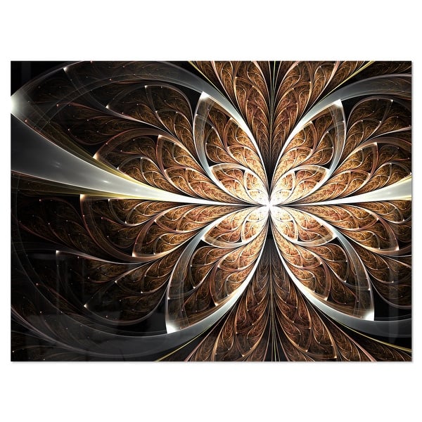 Fractal Flower Brown Black Digital Art - Large Floral Glossy Metal Wall ...