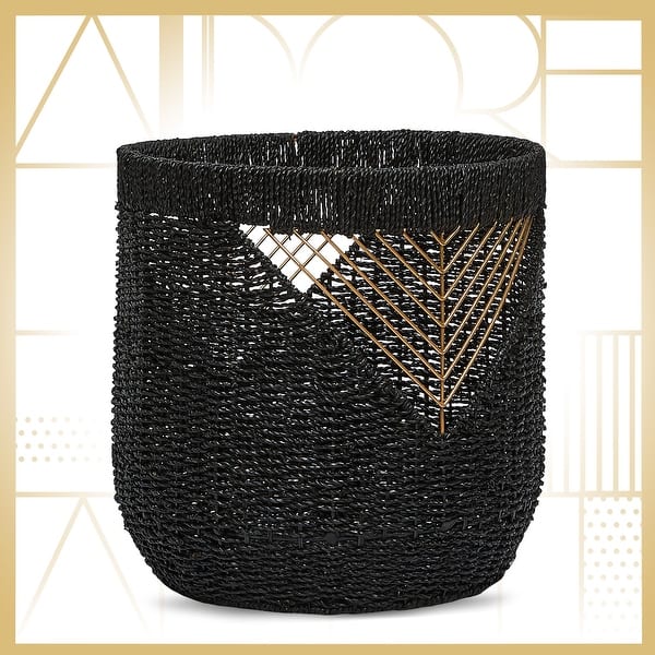 Adore Decor Ostara Seagrass Basket, Black and Gold - Bed Bath & Beyond ...