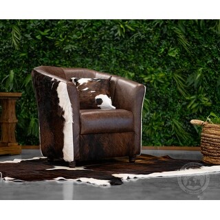 Leather Barrel Chair on Cowhide Accents - Western Style - Bed Bath ...