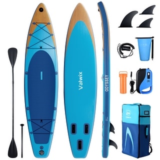 12FT Inflatable Stand Up Paddle Board w/Electric Pump & Built-in Action ...