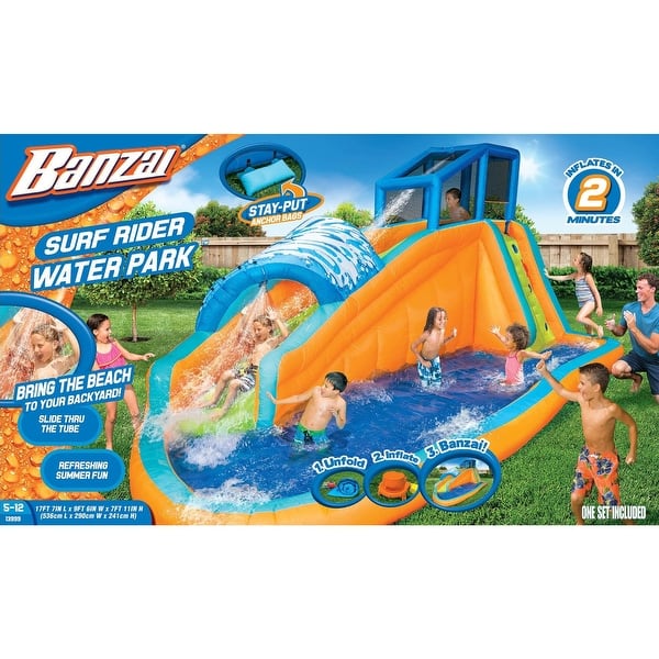 Banzai Surf Rider Kids Inflatable Outdoor Aqua Lagoon Water Slide ...