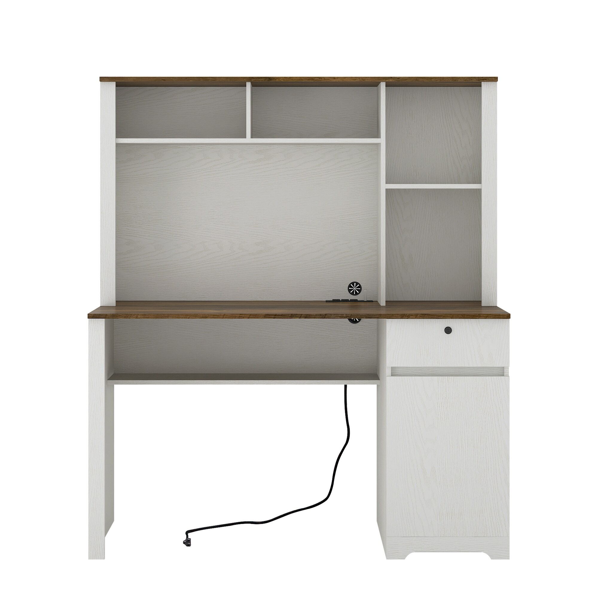Computer Desk with Hutch Bookshelf Wood Executive Desk Teens Student Desk Writing Laptop Home Office Desk with Drawers