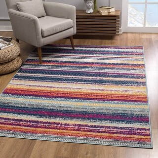 5' x 8' Multicolor Irregular Striped Area Rug - 3'6" - Bed Bath ...