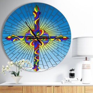 Designart 'Bright holy cross in blue sky' Oversized Contemporary Wall ...