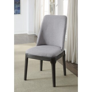 Linen Upholstered Wooden Side Chair with Curved Backrest and Block Legs ...