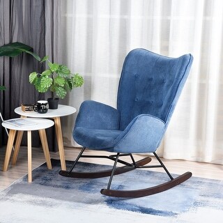 Upholstered Rocking Chair Rocker for Living Room Bedroom,Blue - Bed ...