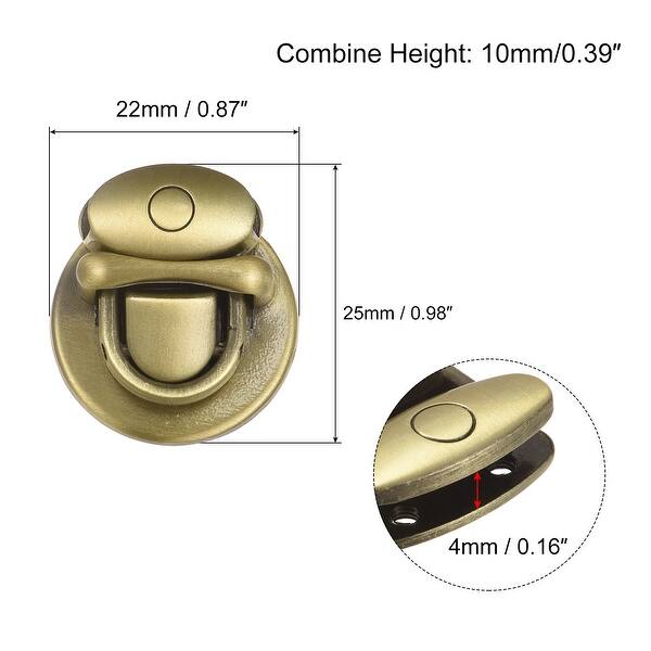 Turn Lock Clasp 25mm x 22mm Alloy Purse Closure Twist Lock 6Pcs(Bronze ...
