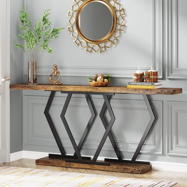 70.9 Inch Extra Long Modern Sofa Console Table with Faux Marble ...