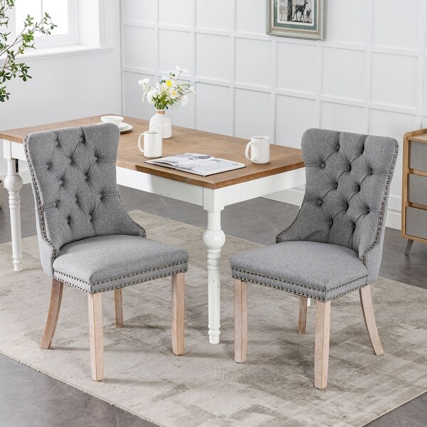 Fabric Dining Chair Wooden Frame Dining Table Chair Gray Set of 2 On Sale Bed Bath Beyond 41274290