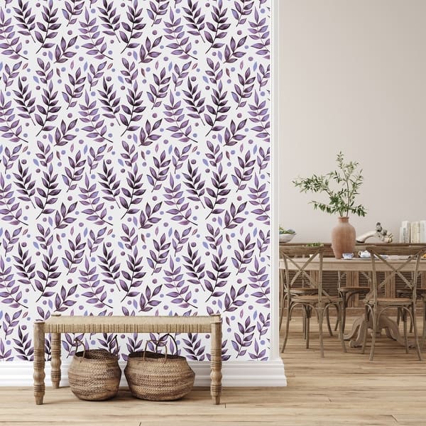 Lilac Leaves Wallpaper Peel and Stick and Prepasted - Bed Bath & Beyond ...